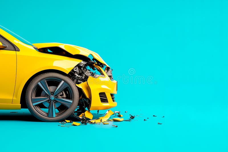 A Yellow Car that Has Been Involved in a Car Accident Stock Photo ...