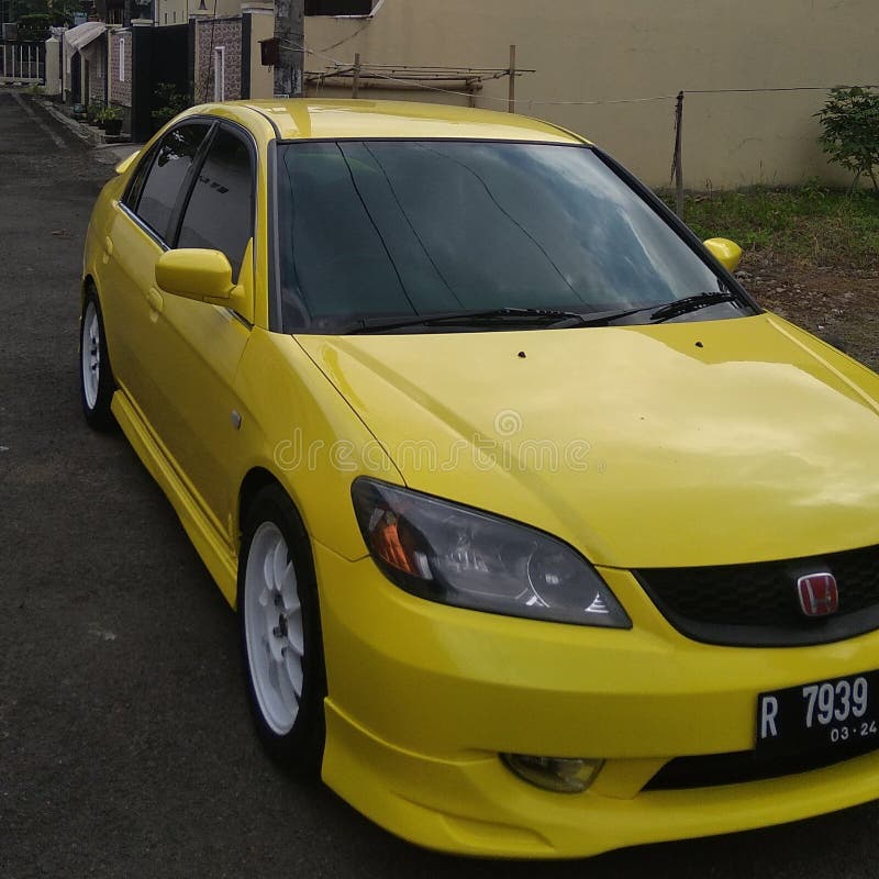 Yellow Car with the Honda Brand. Editorial Photo - Image of brand ...