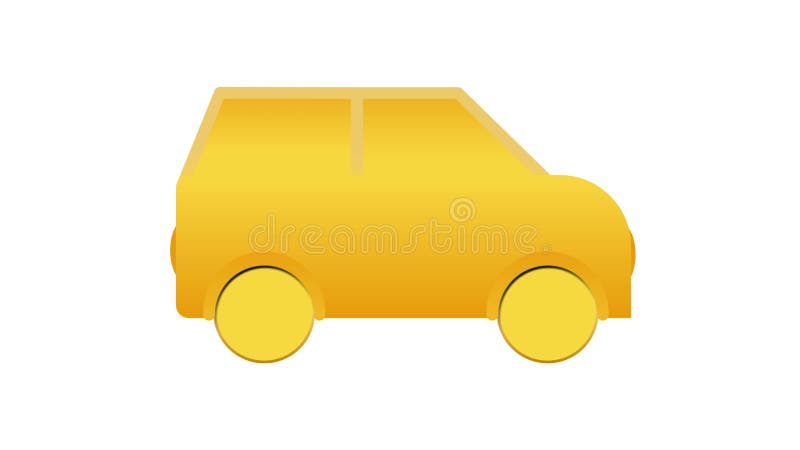 Yellow Car Icon Isolated on White Screen with Loop Motion Effect. Stock ...