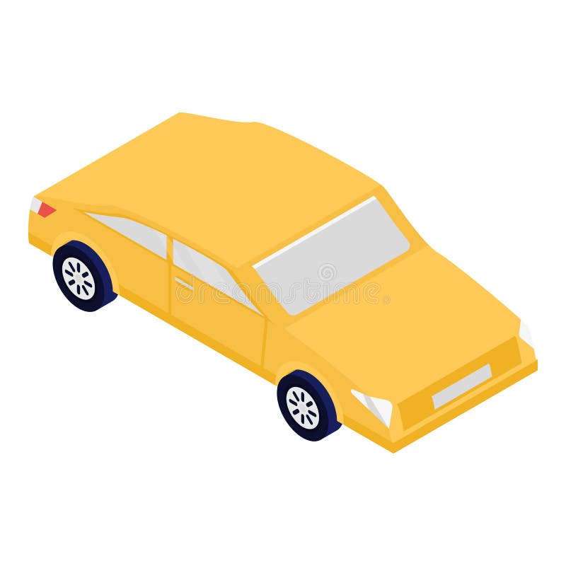 Yellow Car Icon, Isometric Style Stock Vector - Illustration of black ...