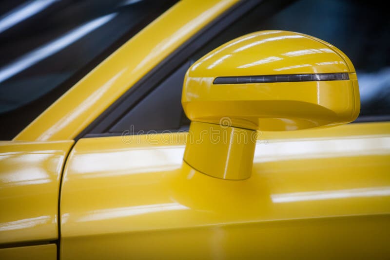 Yellow car side mirror stock image. Image of yellow, angle - 80531729