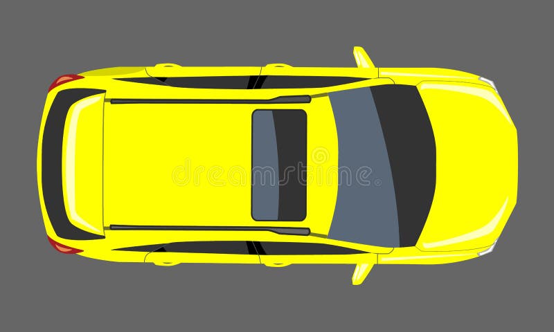 Yellow Car Top View. Flat and Solid Color Style Design Vector ...