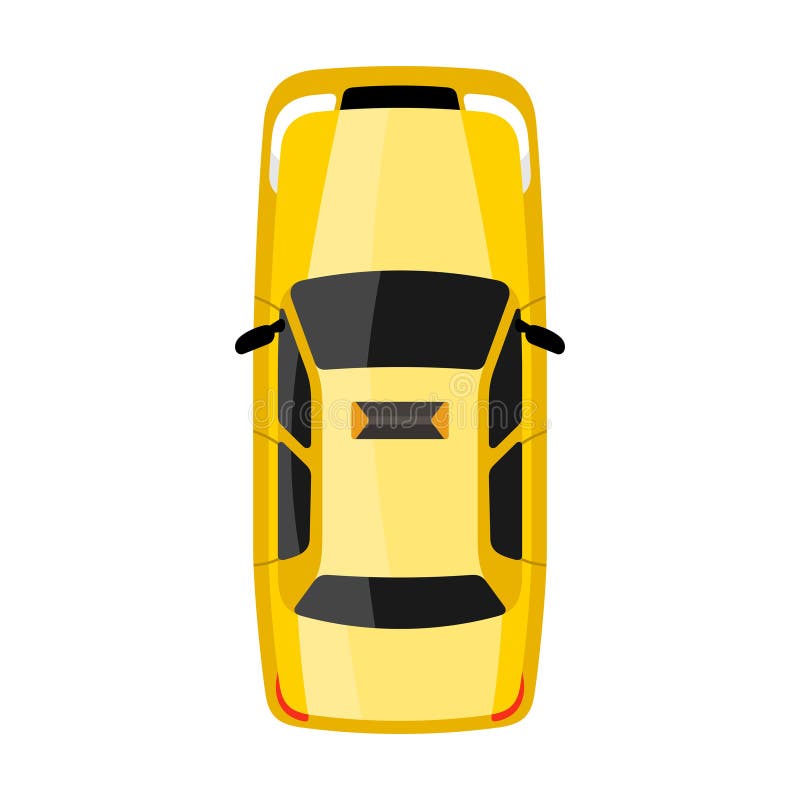 Yellow Car Top View Vector Illustration. Sedan Car Illustration. Stock ...