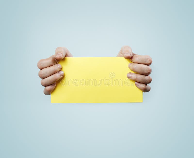 Yellow Card stock photo. Image of blank, sign, holds - 24920318
