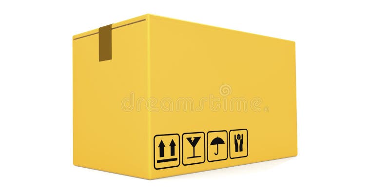 Cardboard Boxes Isolated with Handle with Care Text Stock Illustration ...