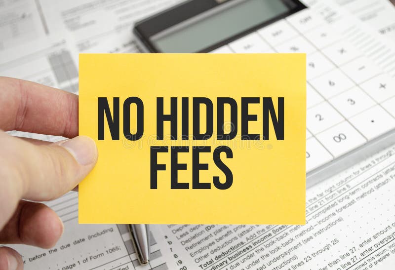 Yellow Card with Text No Hidden Fees on Tax Forms Stock Image - Image ...