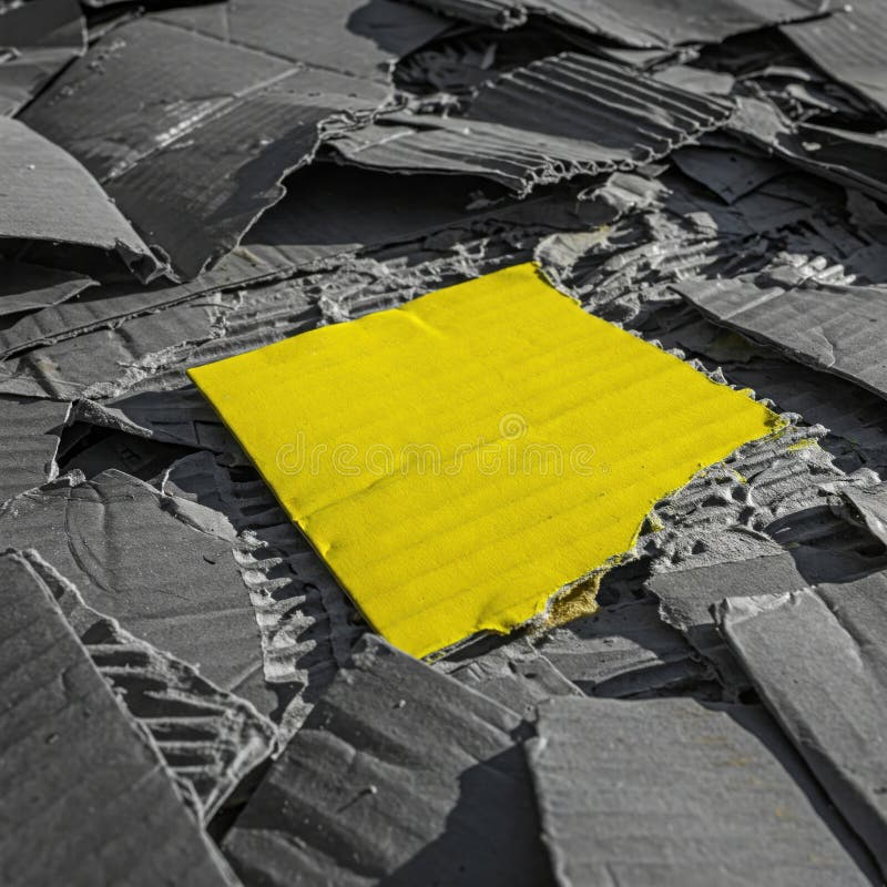 Yellow Cardboard Against the Background of Gray Torn Cardboard ...
