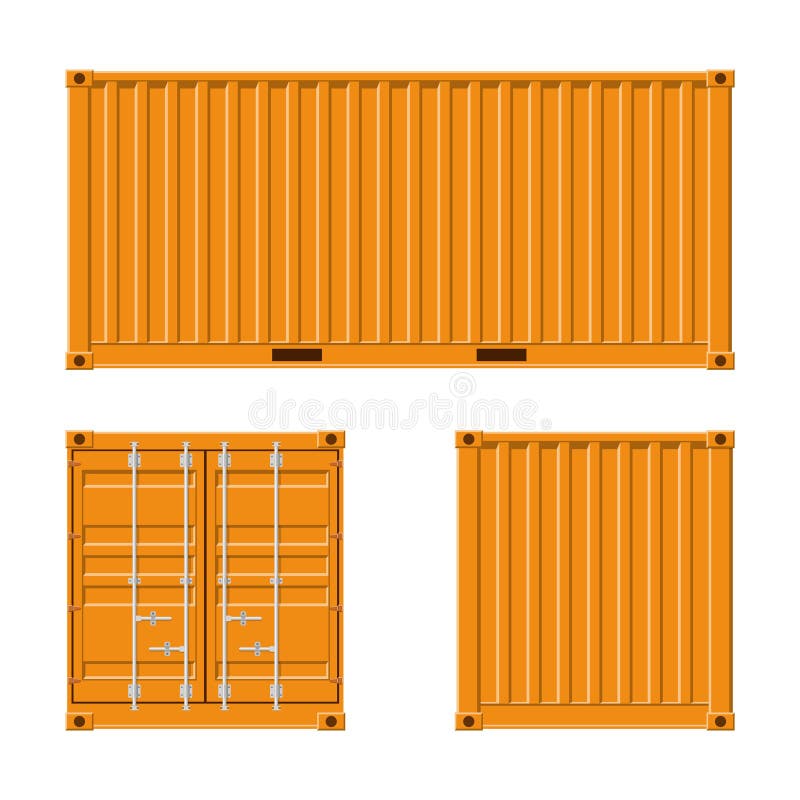 Yellow Cargo Container for Shipping and Sea Export Isolated on White ...