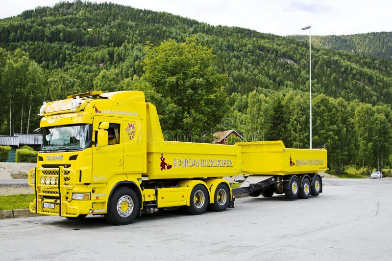 Yellow Cargo Truck with a Trailer Editorial Image - Image of economic ...