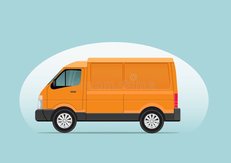 Yellow cargo van side view stock vector. Illustration of business ...