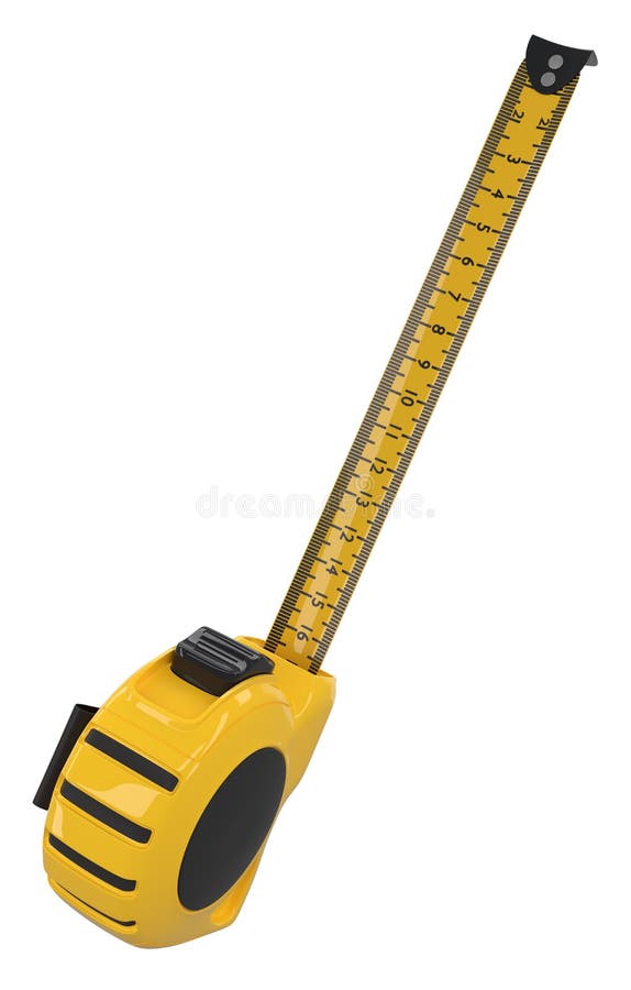 Yellow Carpenter Measuring Tape Isolated on White with Imperial Units ...