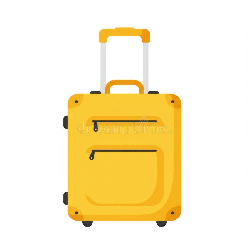 Yellow Carry on Suitcase on White Background Stock Illustration ...