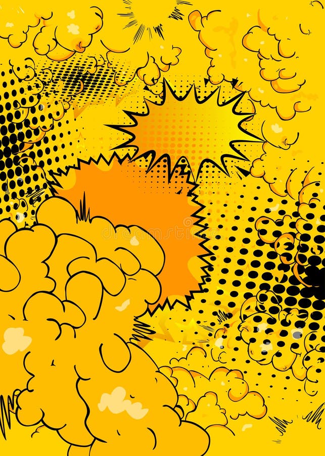 Yellow Cartoon Background, Comic Book Abstract Backdrop. Retro Vector ...