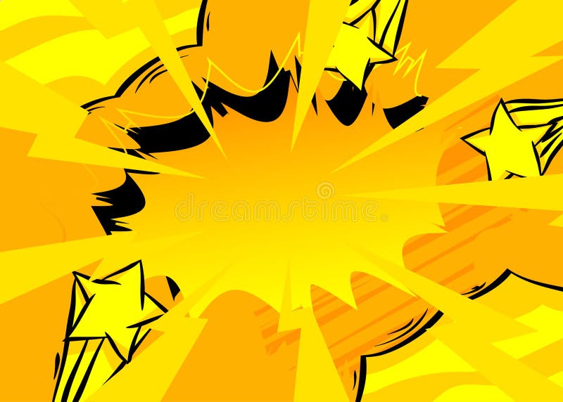 Yellow Cartoon Background, Comic Book Abstract Backdrop. Retro Vector ...