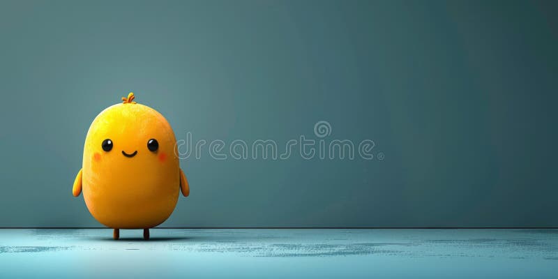 A Yellow Cartoon Character is Standing in Front of a Blue Wall Stock ...