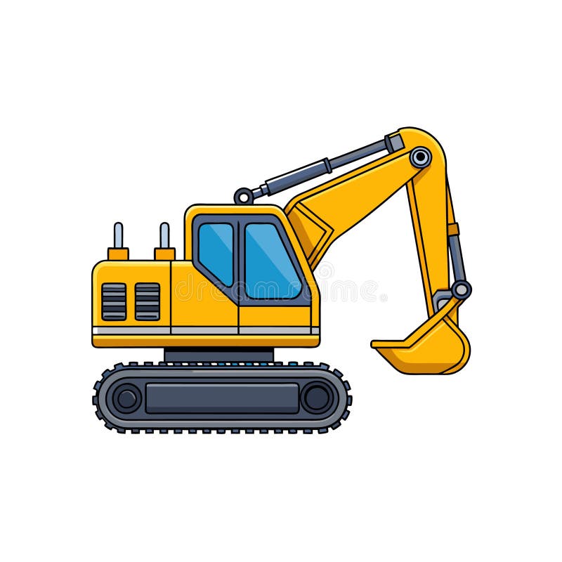 Yellow Cartoon Excavator Illustration on a White Background Stock ...