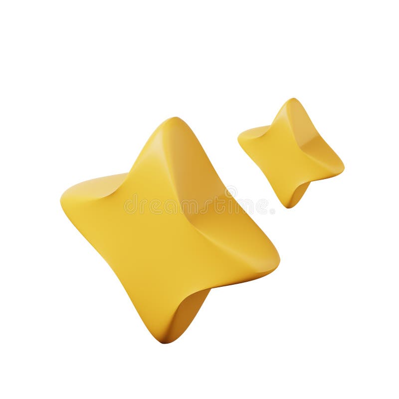 Yellow Cartoon Glare Stars High Quality 3D Render Illustration Icon ...