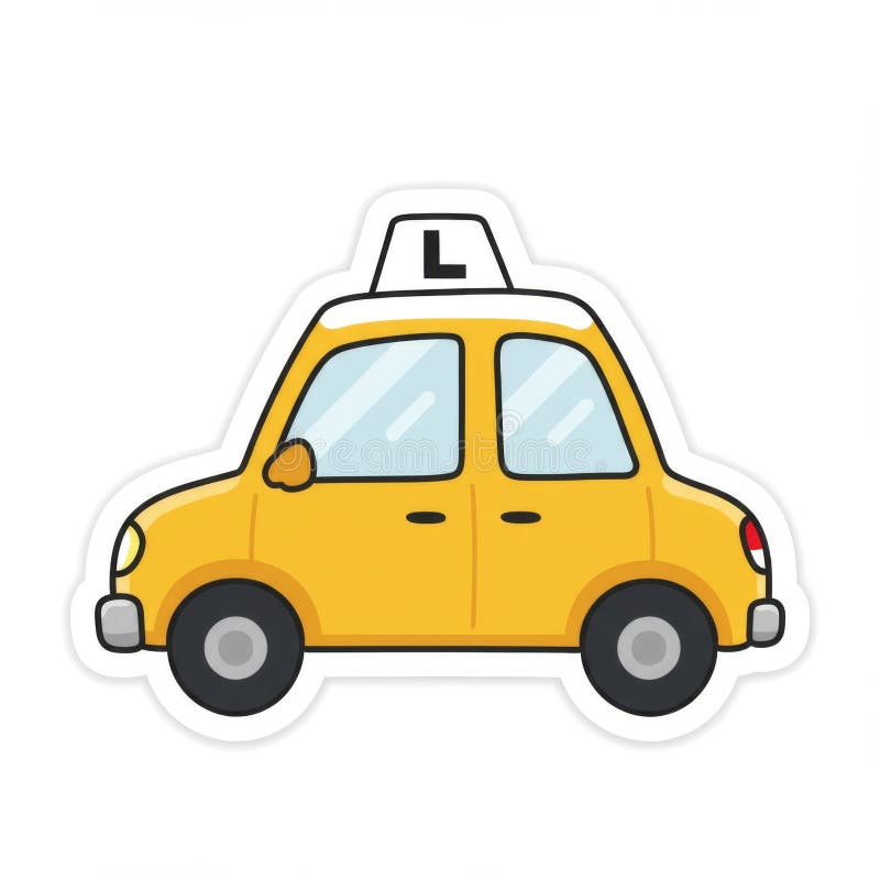 Yellow Cartoon Learner Car Illustration Stock Illustration ...
