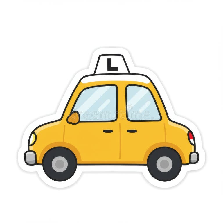 Yellow Cartoon Learner Car Illustration Stock Illustration ...