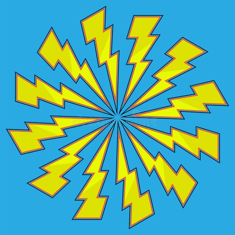 Yellow Cartoon Lightning Bolt Icon Isolated on Blue Background Stock ...