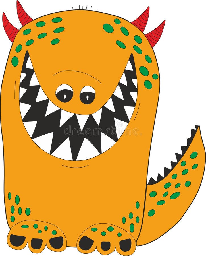 Yellow cartoon monster stock illustration. Illustration of cute - 32414365