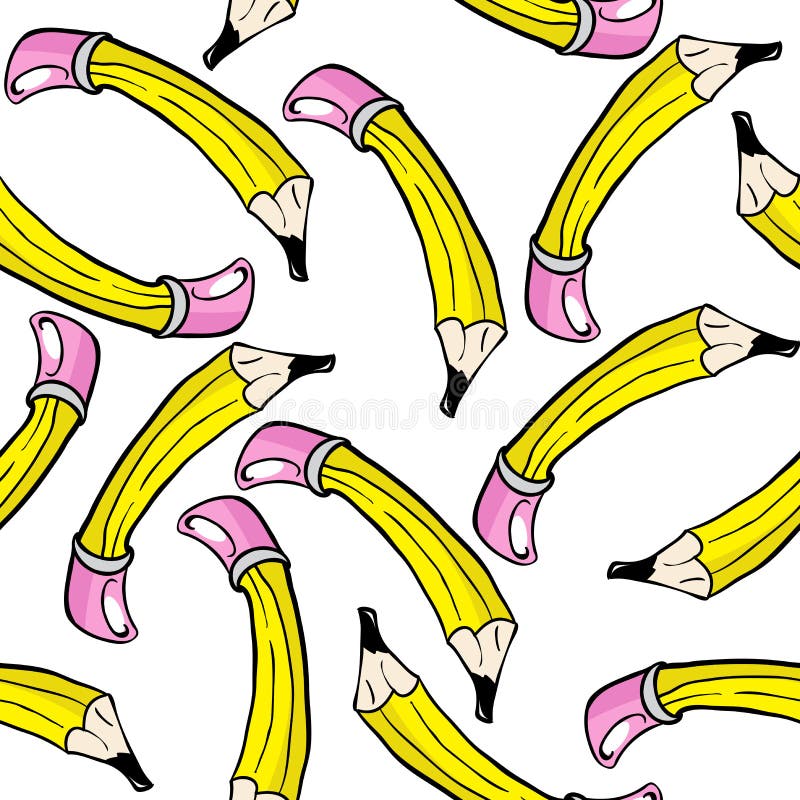 Yellow Cartoon Pencil Pattern Stock Vector - Illustration of equipment ...