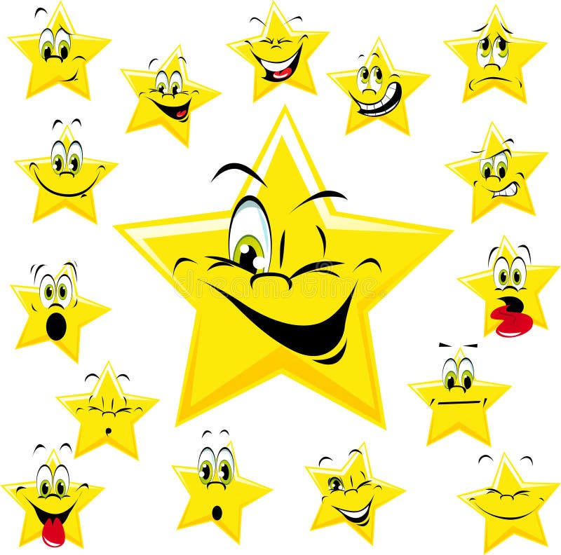 Yellow Cartoon Star Faces stock vector. Illustration of faces - 26653355