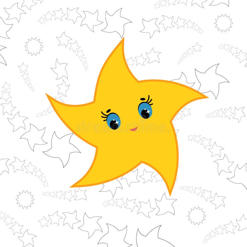 Yellow Cartoon Star. Simple Flat Vector Illustration Stock Vector ...