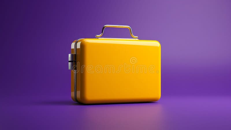 Yellow Case on Purple Background. Generative Ai Stock Illustration ...