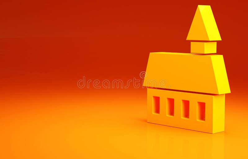 Yellow Castle Icon Isolated on Orange Background. Minimalism Concept ...