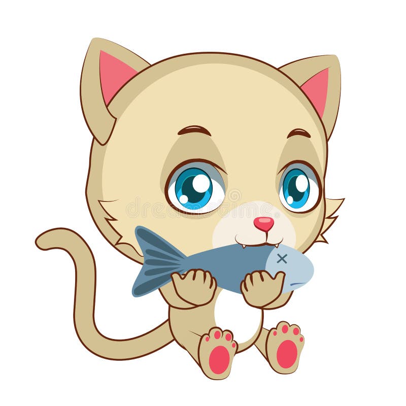 Yellow cat eating stock vector. Illustration of drawing - 74541190