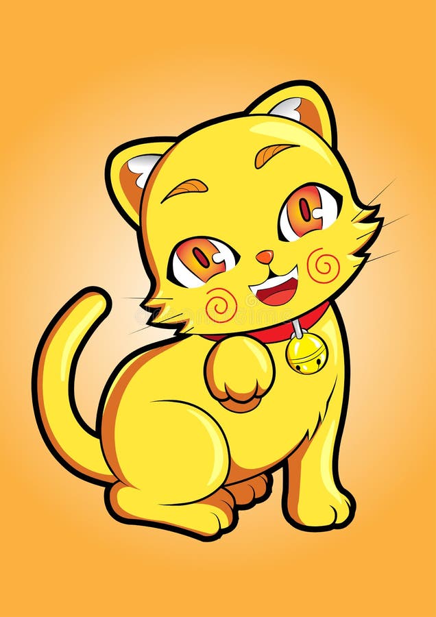 Yellow Cat stock vector. Illustration of kitten, smile - 56699979