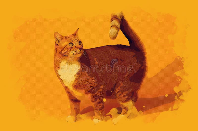 Yellow Cat Poster, Design Suitable for Digital Printing Stock Image ...