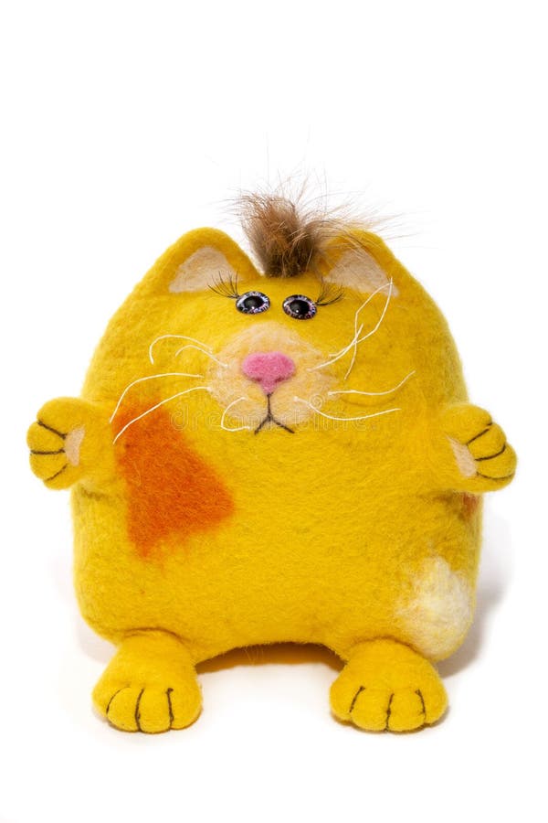 Yellow Cat - Soft Toy Made of Felt Wool Stock Photo - Image of wool ...