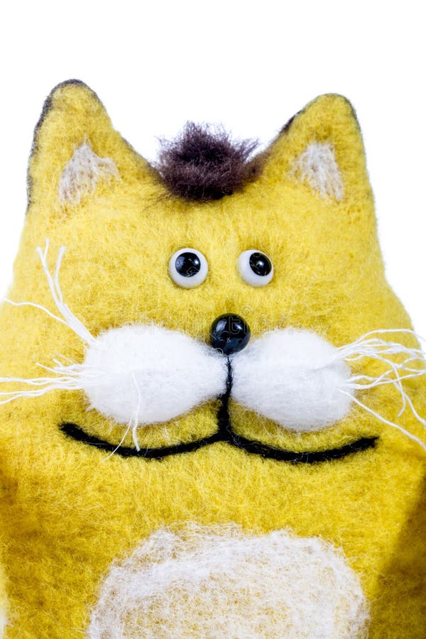 Yellow Cat - Soft Toy Made of Felted Wool Stock Image - Image of ...