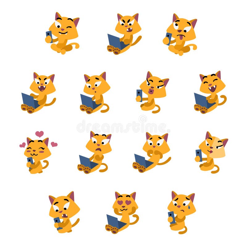 Yellow cats social life stock vector. Illustration of life - 62102955