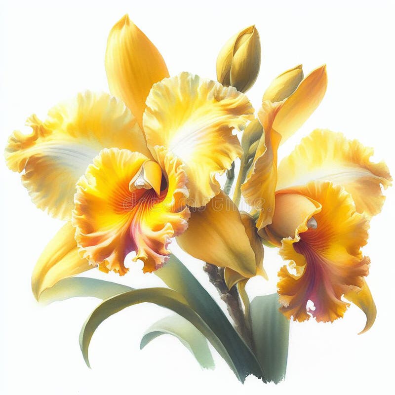 Yellow Cattleya Flowers, Beautiful, Bright Petals Stock Image - Image ...