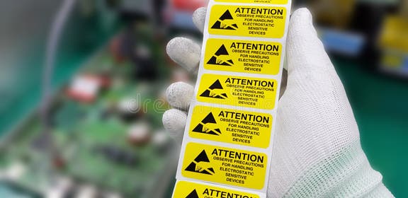 Yellow Caution Label in Electronic Industry,CAUTION Electrostatic ...
