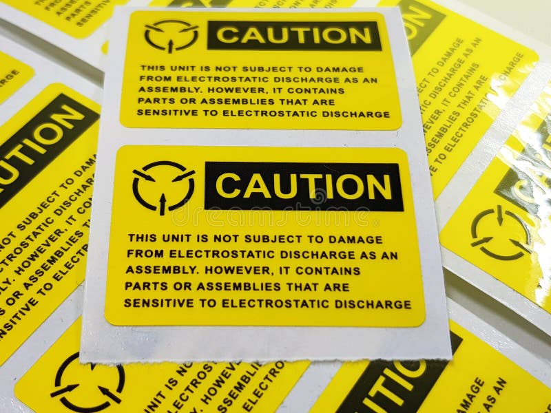 Yellow Caution Label,Standard Caution Label with Text Stock Photo ...