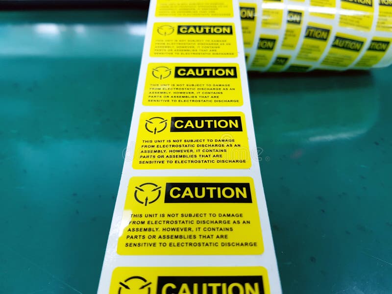Yellow Caution Label,Standard Caution Label with Text Stock Image ...