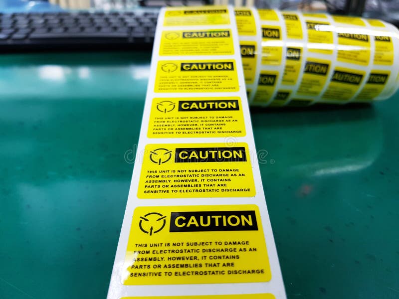 Yellow Caution Label,Standard Caution Label with Text Stock Image ...
