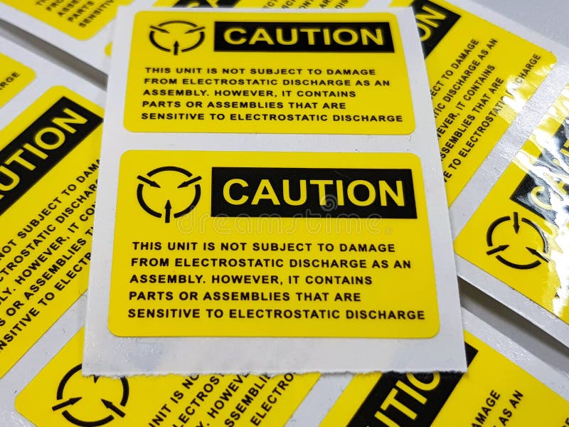 Yellow Caution Label,Standard Caution Label with Text Stock Photo ...