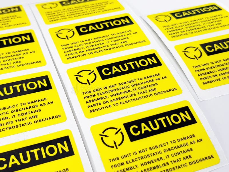 The Yellow CAUTION Label for Electrostatic Sensitive Devices ESD on ...