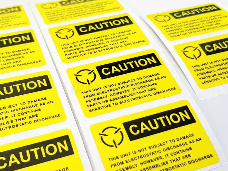 Yellow Caution Label,Standard Caution Label with Text Stock Image ...