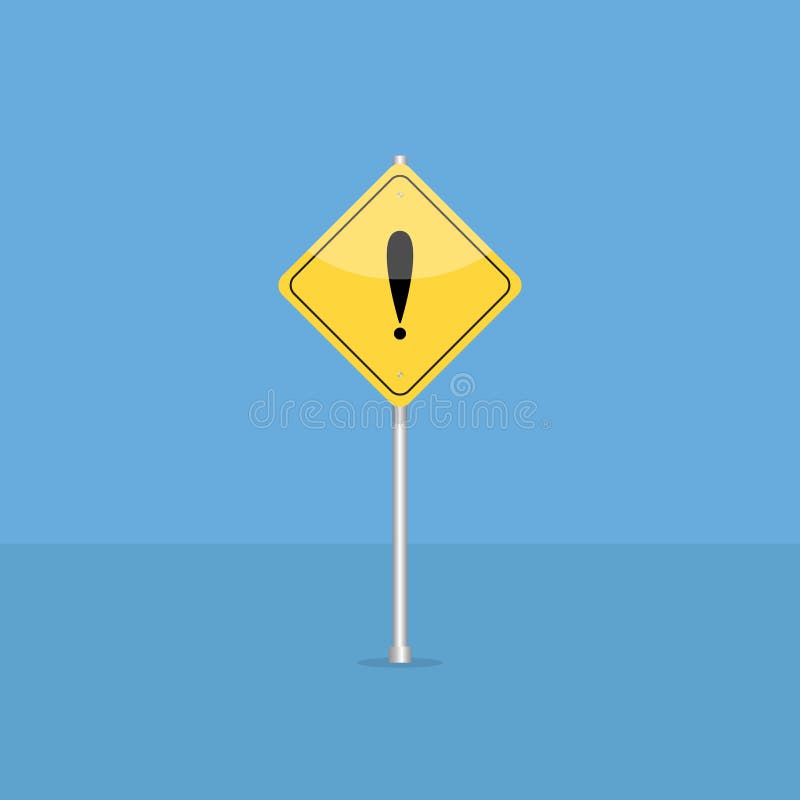 Yellow Caution Sign Illustration Vector in Flat Design, Caution Icon ...