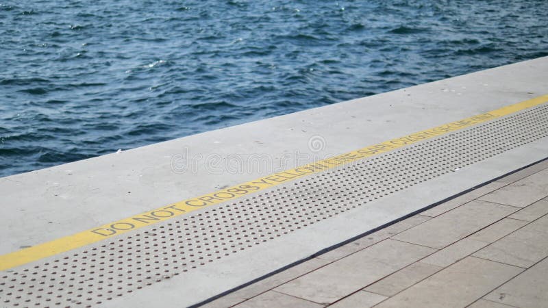 Yellow Caution Sign or Line on the Platform Stock Video - Video of ...