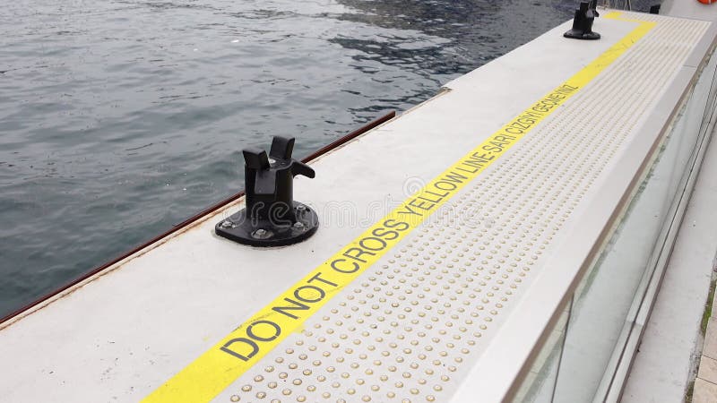 Yellow Caution Sign or Line on the Platform Stock Video - Video of ...