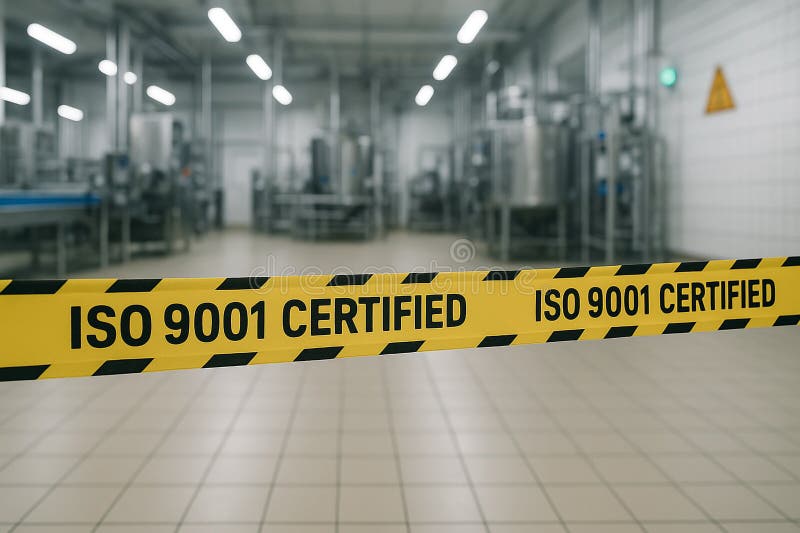 Yellow Caution Tape Labeled ISO 9001 Certified Marking Restricted ...