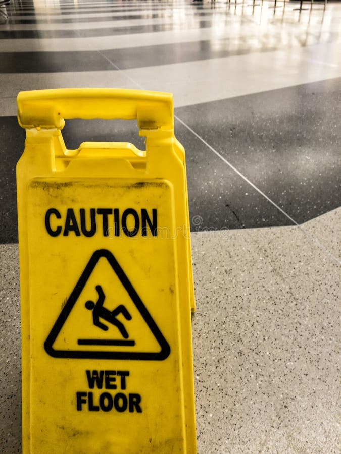 Yellow Caution Wet Floor Sign Stock Image - Image of hazard, equipment ...