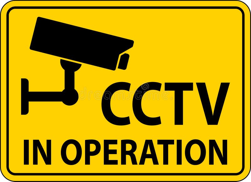 Yellow CCTV Warning Sign Indicating Surveillance in Operation for ...